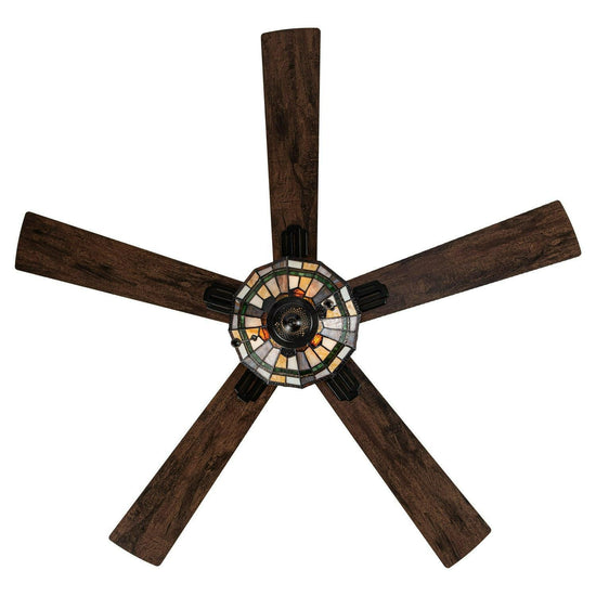 Ceiling Fan Amber and Green Stained Glass Oil-Rubbed Bronze 52in 3-Lig ...