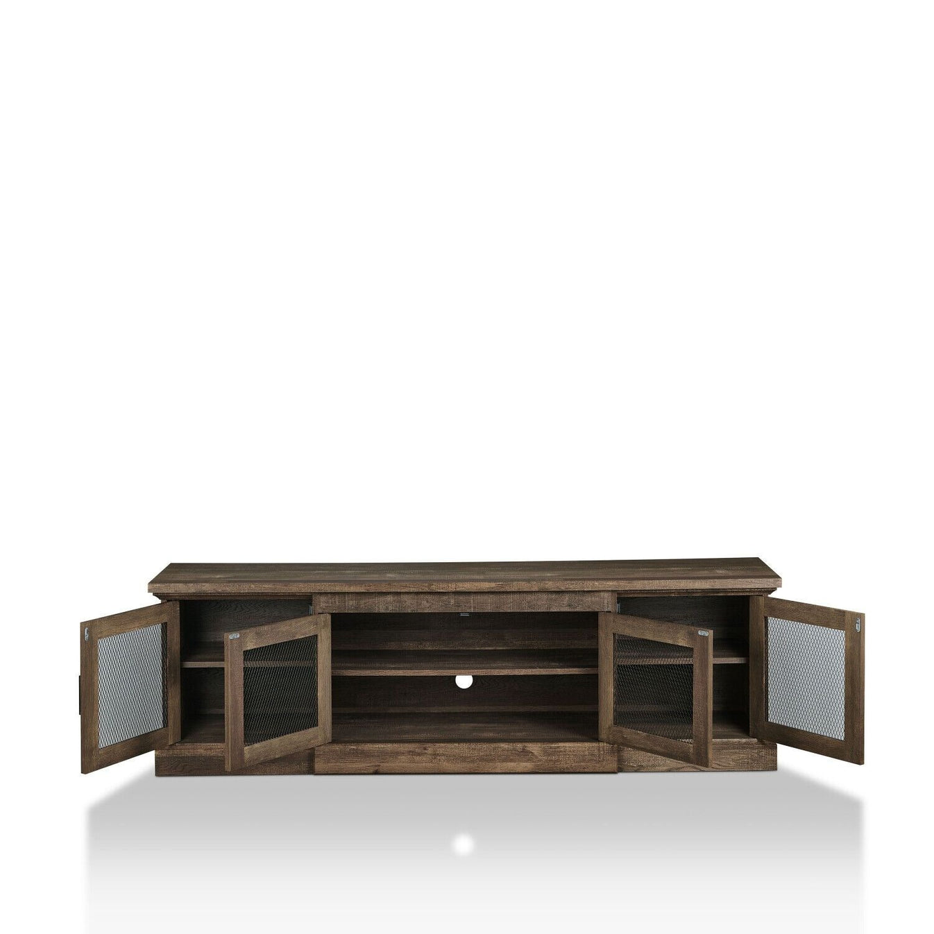Reclaimed Oak Finish Rustic Style TV Stand Entertainment Center 5.6ft ...