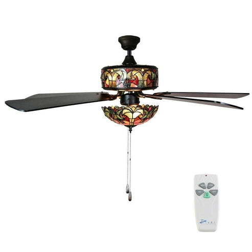 Tiffany Style Stained Glass Ceiling Fan Beautiful Spice Colors 52in ...