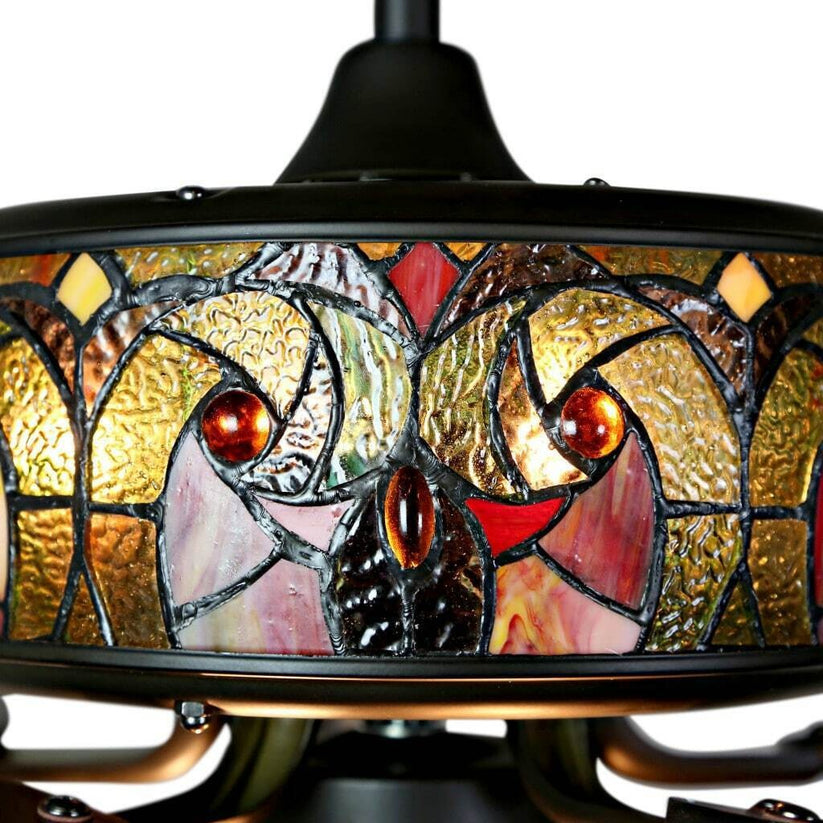 Tiffany Style Stained Glass Ceiling Fan Beautiful Spice Colors 52in ...